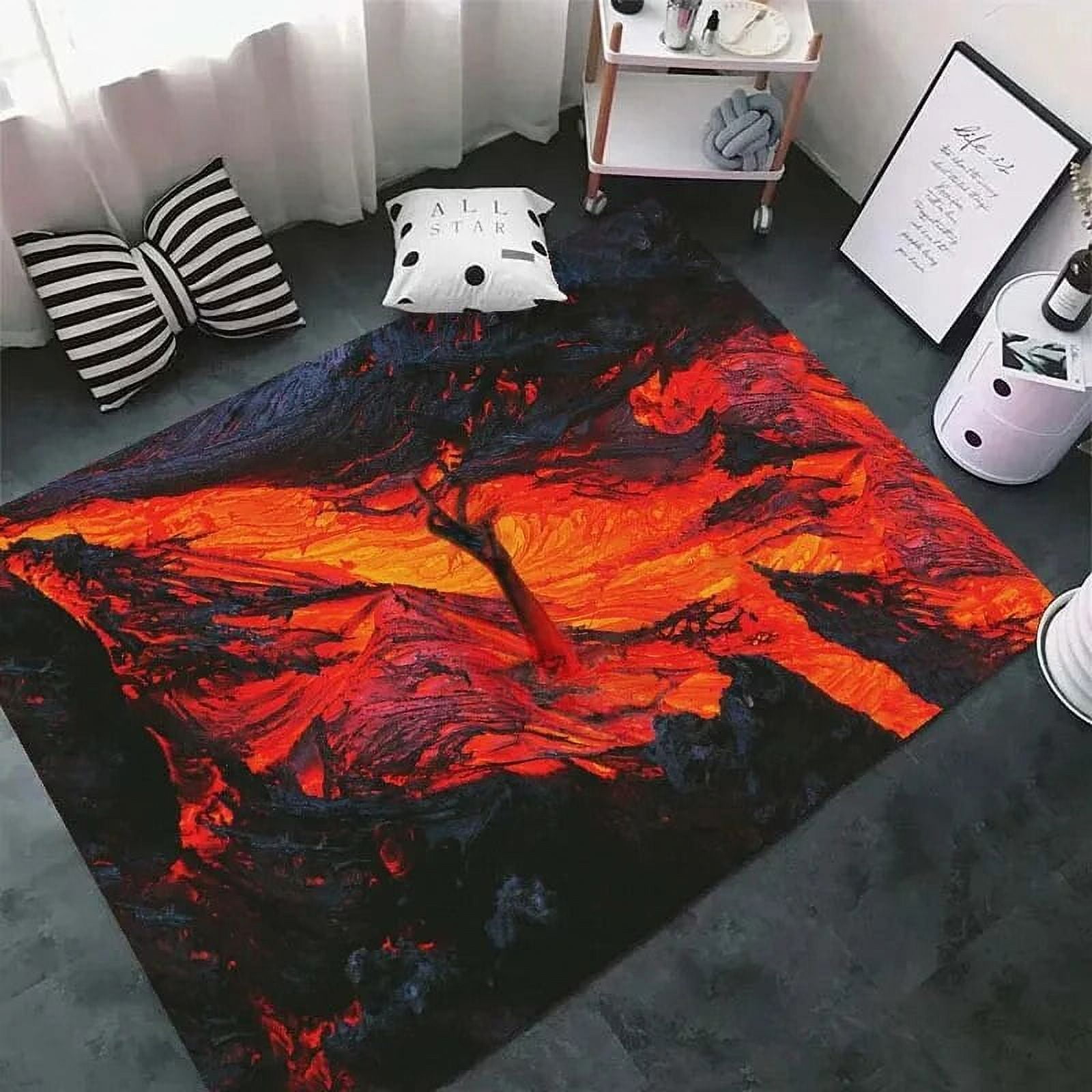 3D Volcano Lava Magma Area Rug Large Red Carpet for Living Room Bedroom ...
