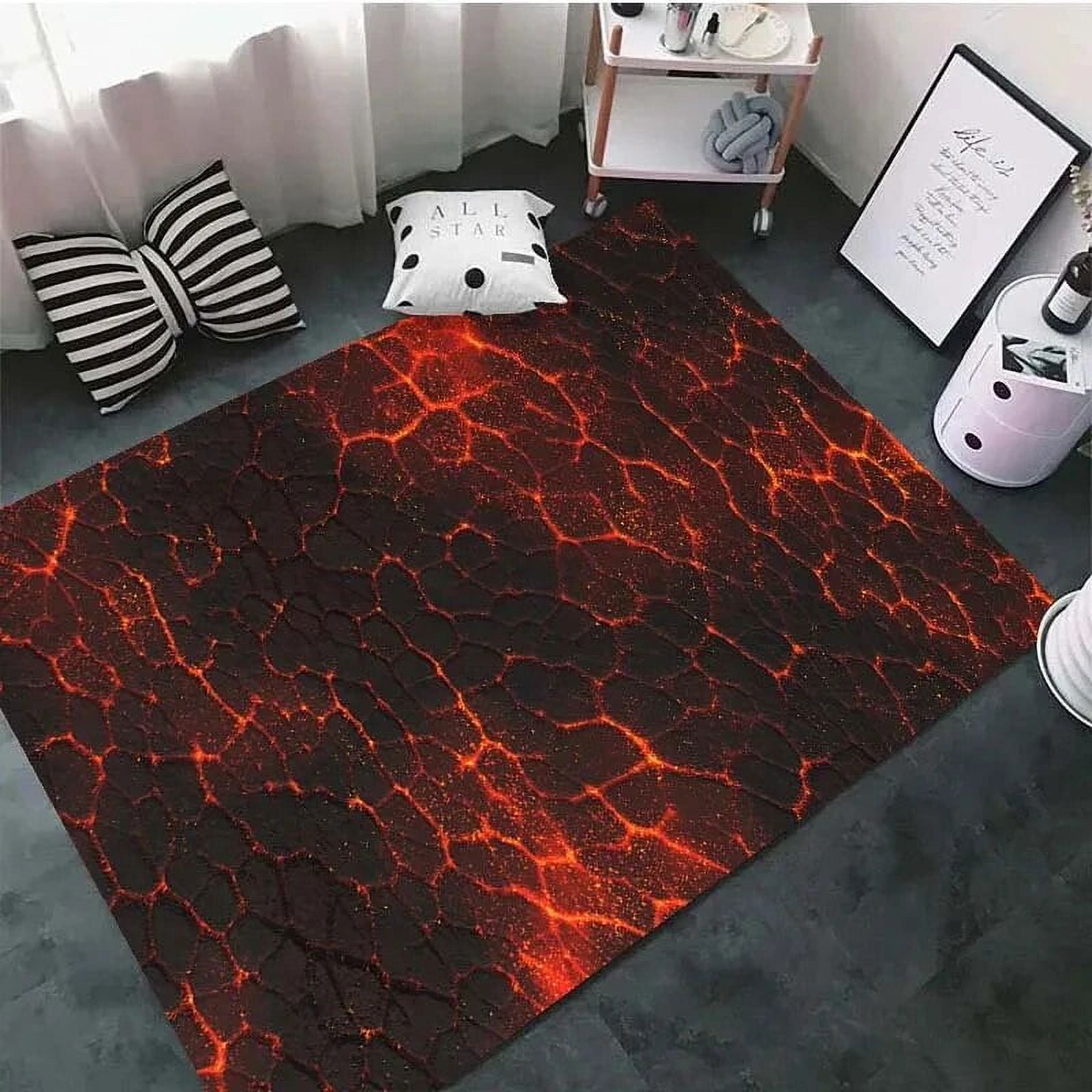 3D Volcano Lava Magma Area Rug Large Red Carpet for Living Room Bedroom ...