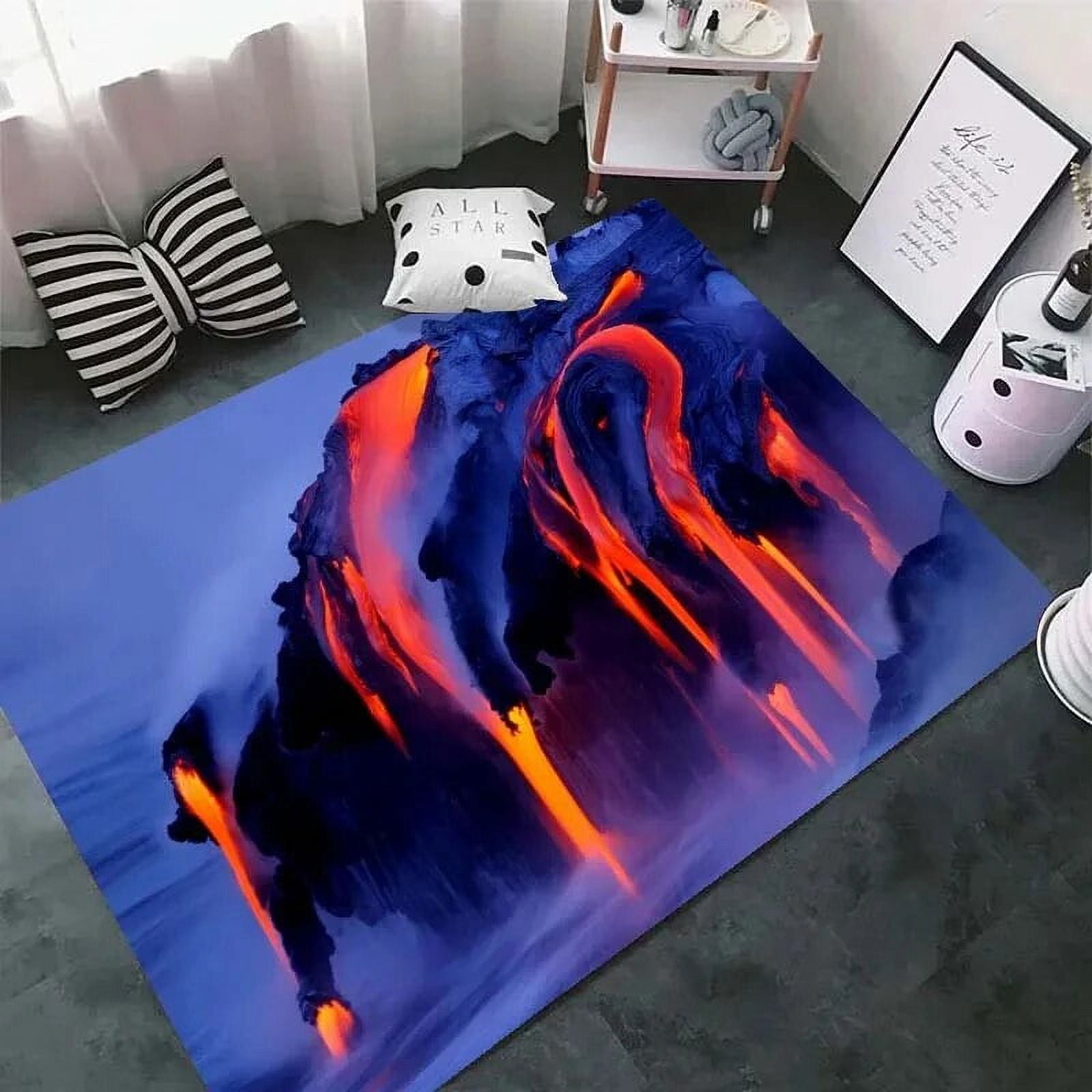 3D Volcano Lava Magma Area Rug Large Red Carpet for Living Room Bedroom ...