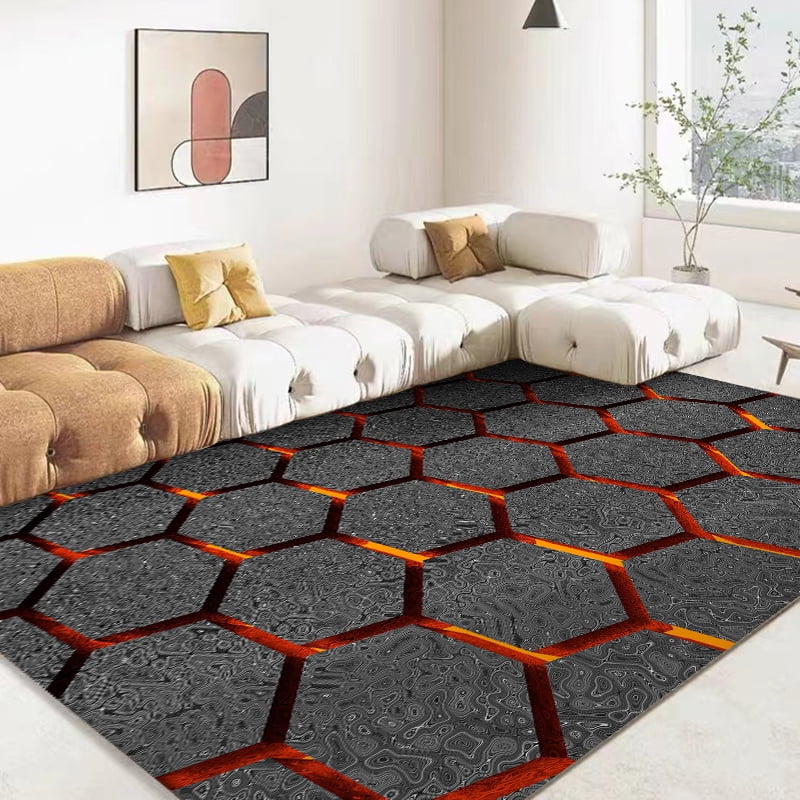 3D Volcano Lava Magma Area Rug Large Red Carpet for Living Room Bedroom ...