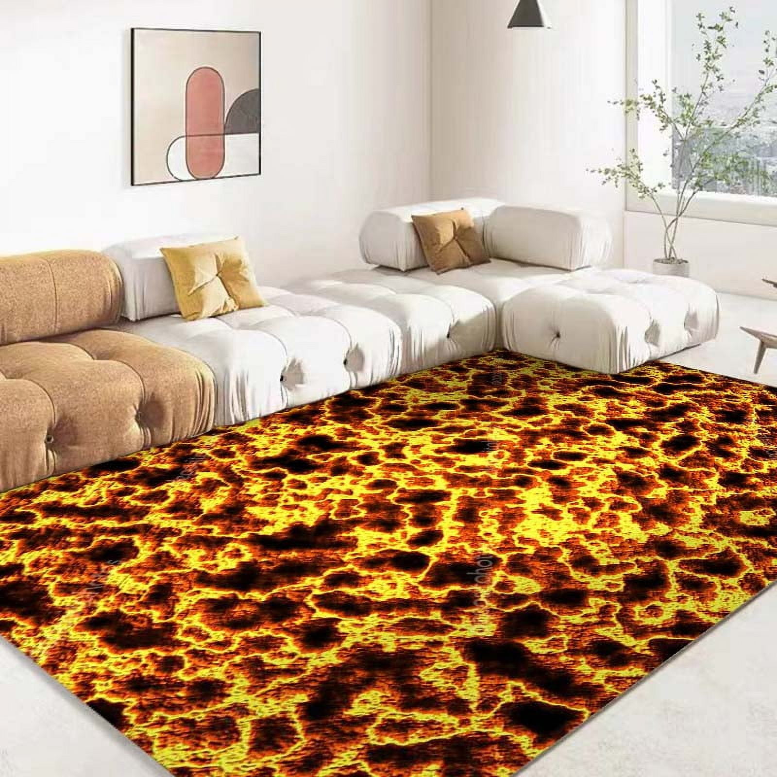 3D Volcano Lava Magma Area Rug Large Red Carpet for Living Room Bedroom ...
