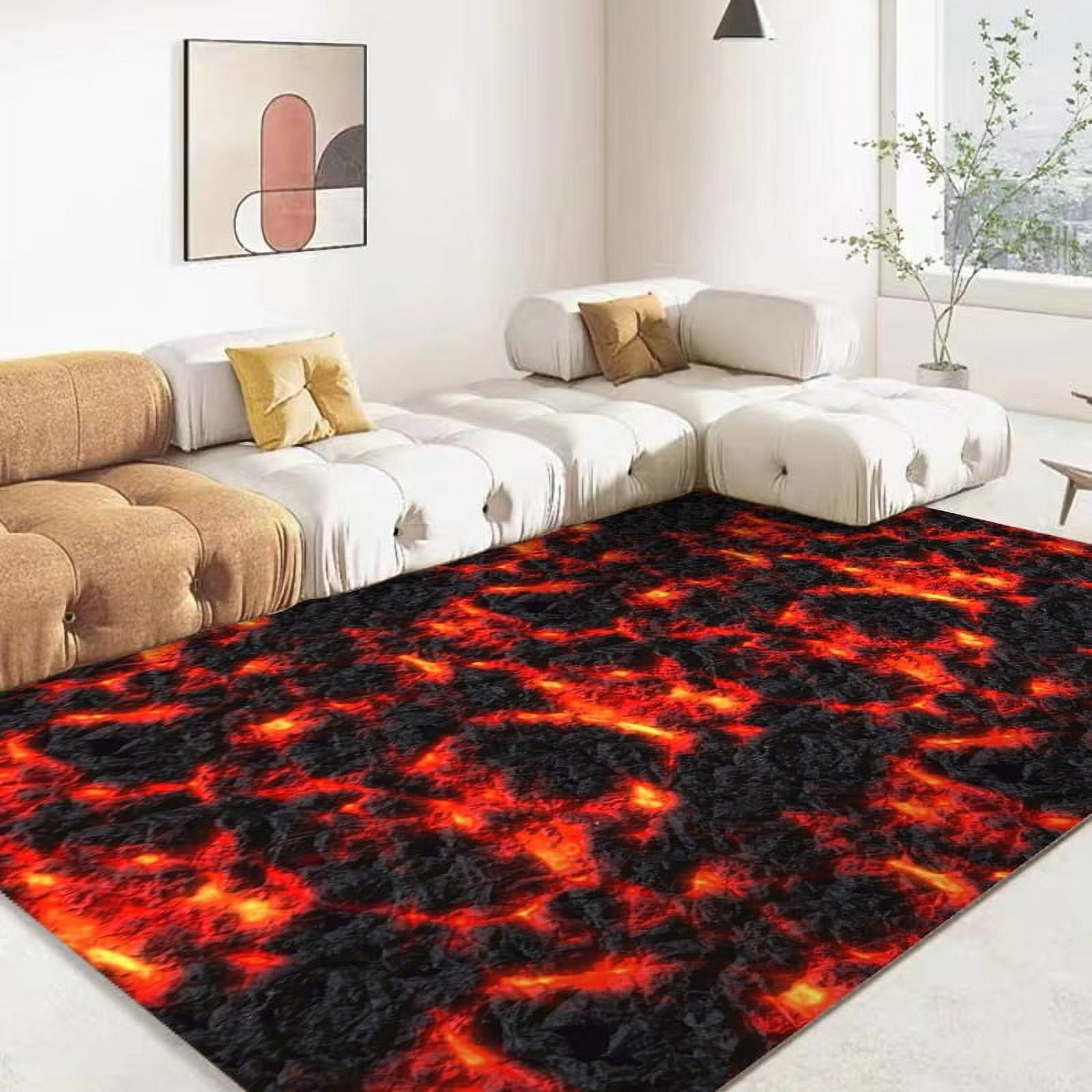 3D Volcano Lava Magma Area Rug Large Red Carpet for Living Room Bedroom ...