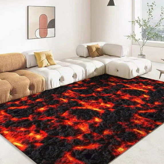 3D Volcano Lava Magma Area Rug Large Red Carpet for Living Room Bedroom ...
