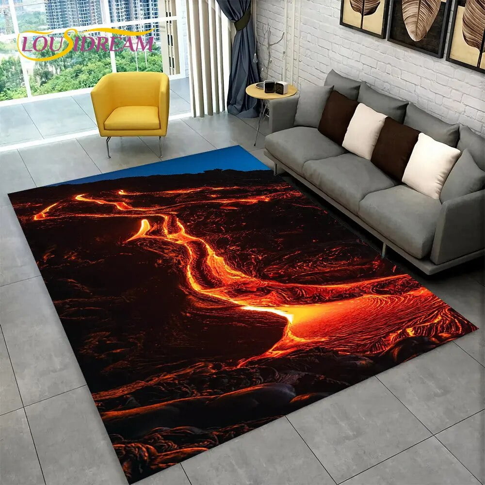 3D Volcano Lava Magma n Area Rug Large Carpet Rug for Living Room ...