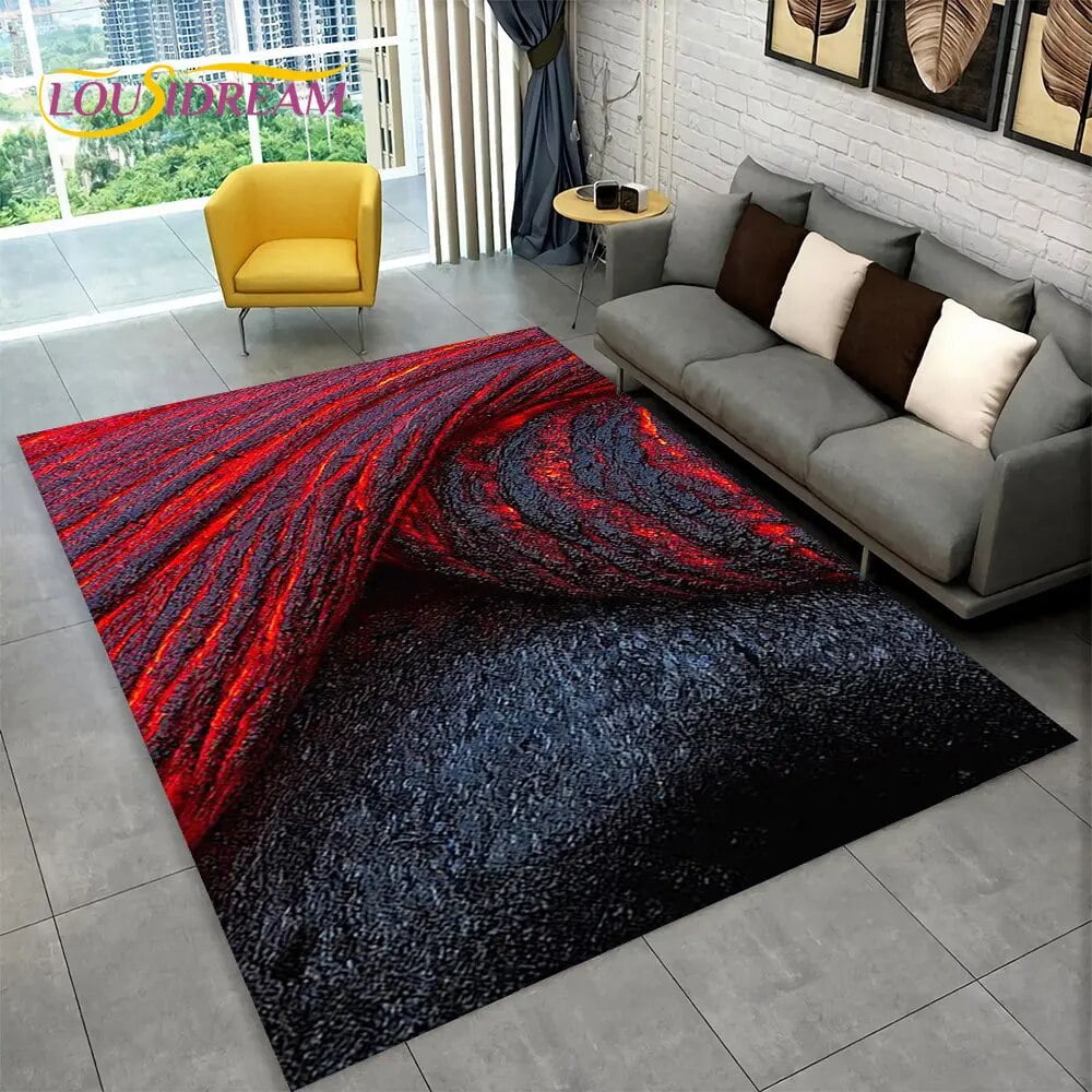 3D Volcano Lava Magma n Area Rug Large Carpet Rug for Living Room ...
