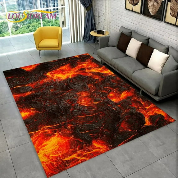 3D Volcano Lava Magma n Area Rug Large Carpet Rug for Living Room ...