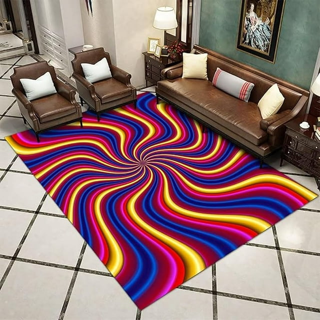 3D Vortex Illusion Rug For Bedroom Colorful Optical Illusion Area Rug ...