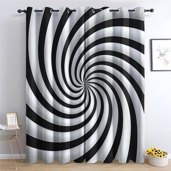 3D Vortex Optical Illusion Blackout Curtains Thermal Insulated Grommet ...