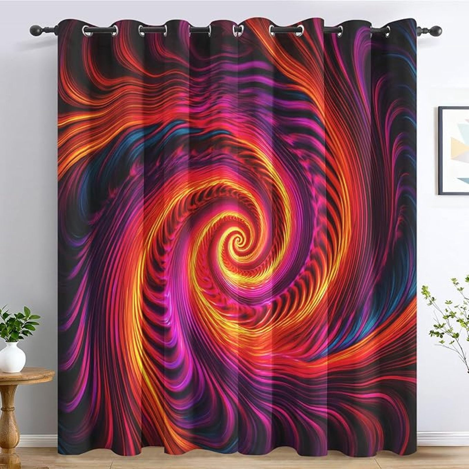 3D Vortex Swirl Curtains for Living Room, Thermal Insulated Psychedelic ...
