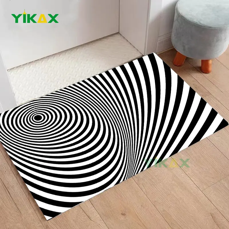 3D Vortex Visual Illusion Geometric Pattern Rug Printed Flannel Anti ...