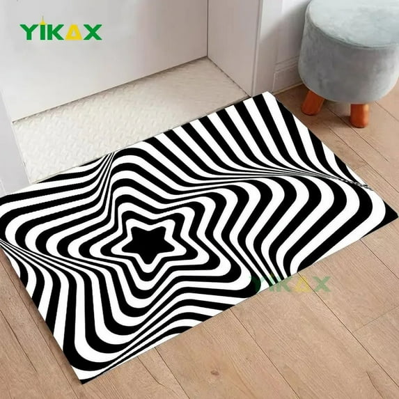 3D Vortex Visual Illusion Geometric Pattern Rug Printed Flannel Anti ...