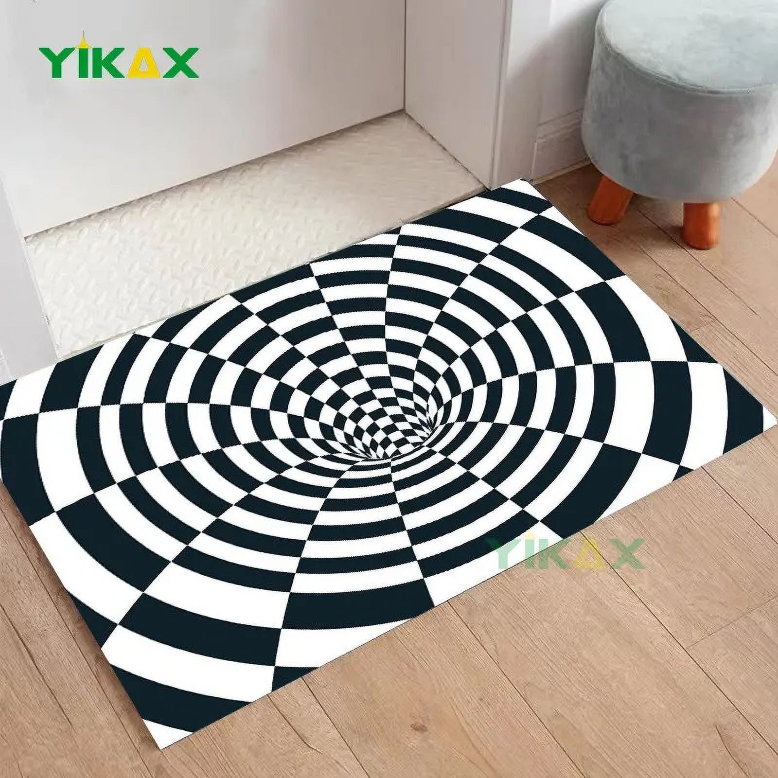 3D Vortex Visual Illusion Geometric Pattern Rug Printed Flannel Anti ...