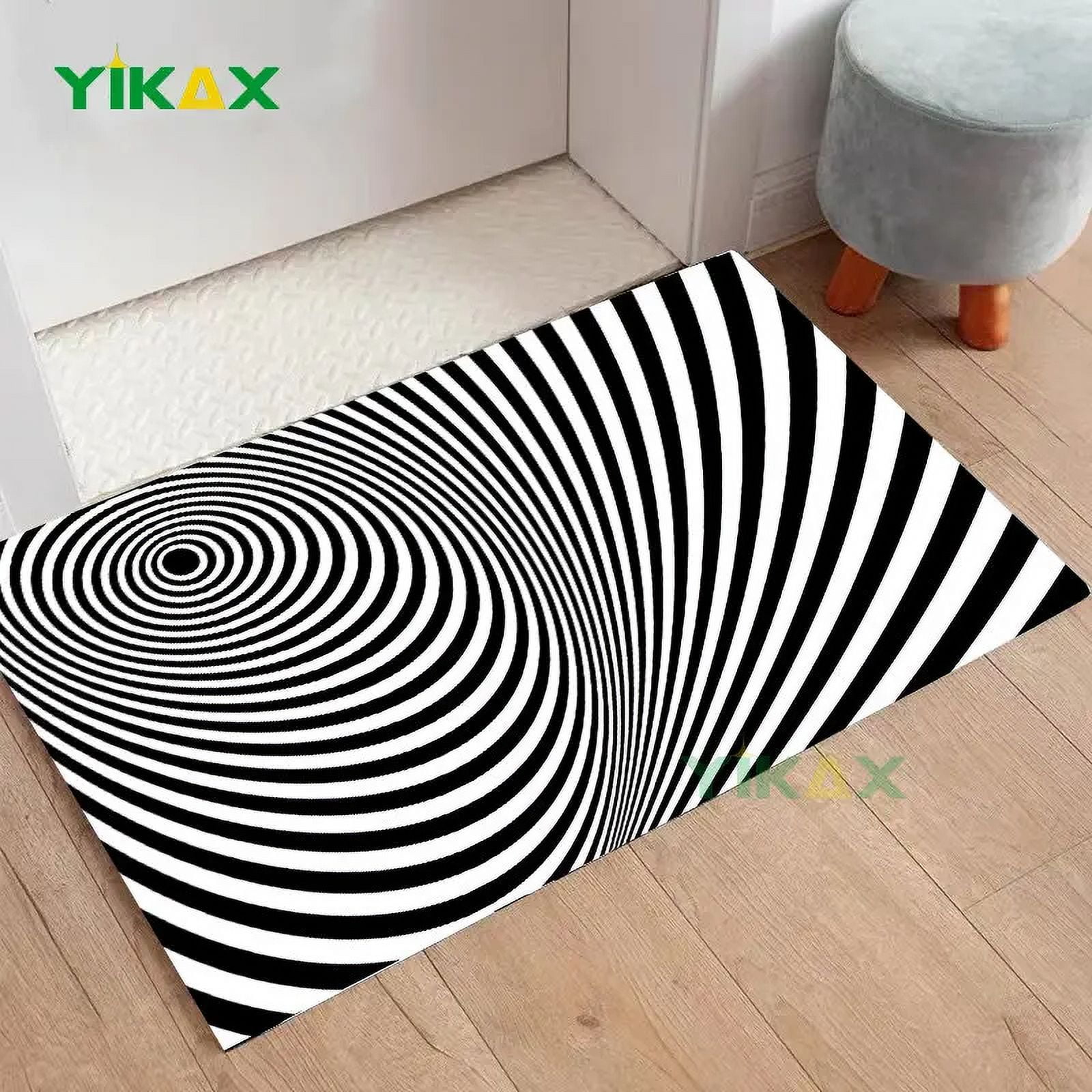 3D Vortex Visual Illusion Geometric Pattern Rug Printed Flannel Anti ...