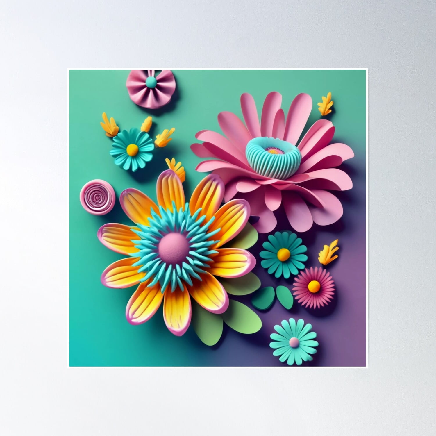 3D Wall Art Flower For Baby Girls' Room Poster Wall Art, Modern Wall ...