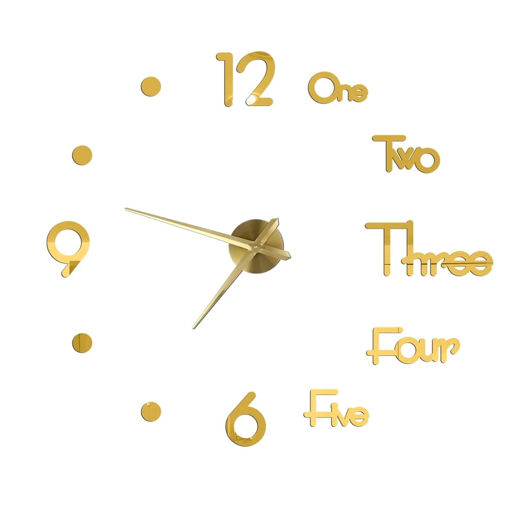 3D Wall Clock DIY Big Wall Clocks Modern Living Room Acrylic Mirror ...