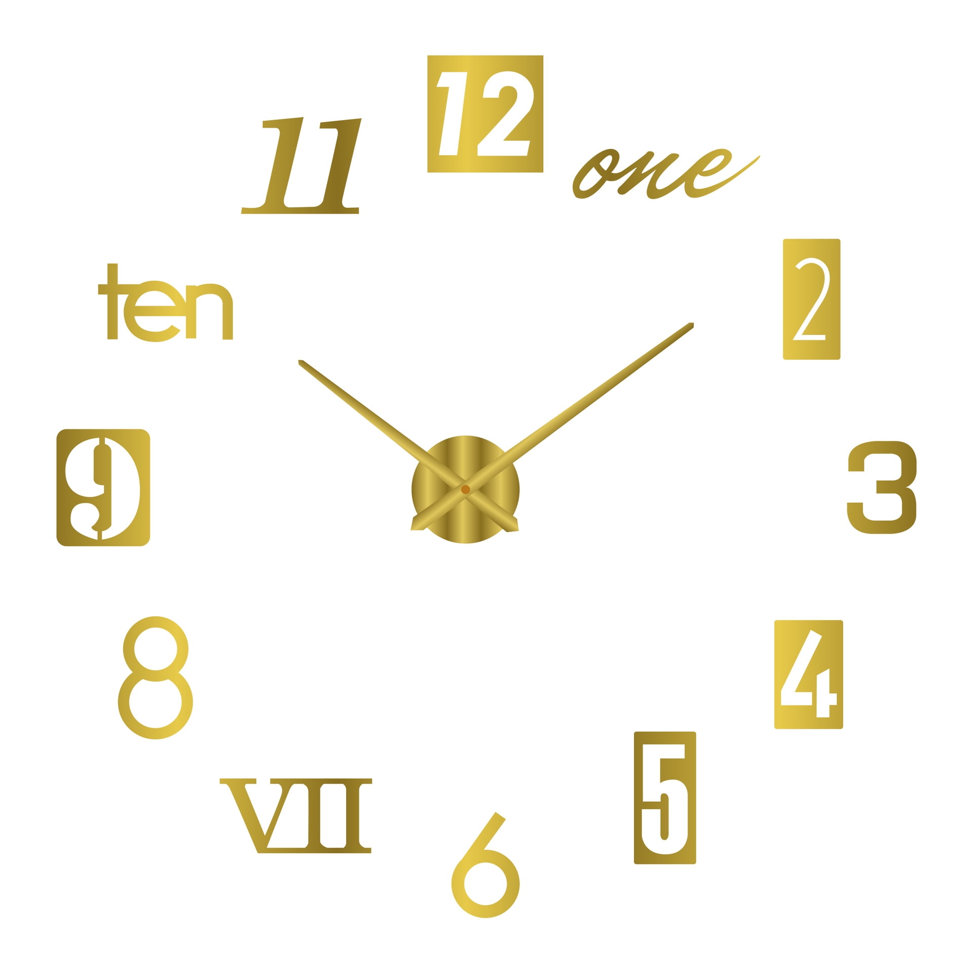 3D Wall Clock Luminous Frameless Wall Clocks Wall Stickers Silent Clock ...