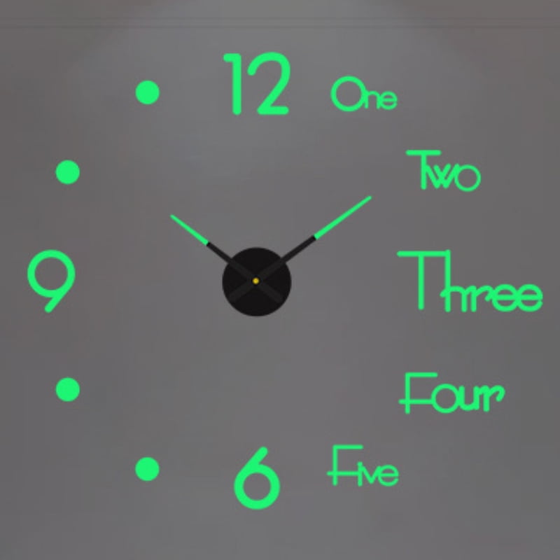 3D Wall Clock Luminous Frameless Wall Clocks Wall Stickers Silent Clock ...