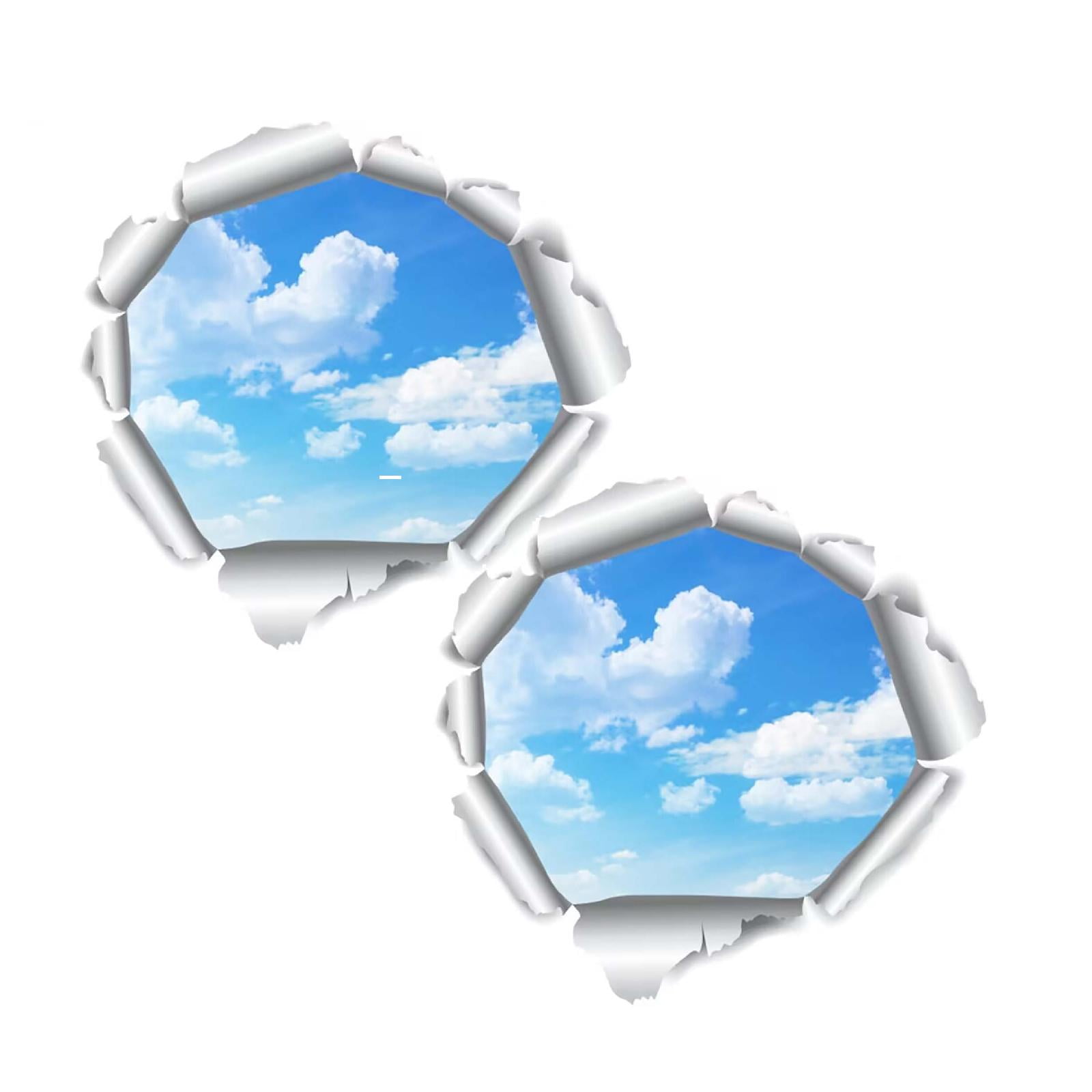 3D Wall Decal Broken Wall Sky Cloud Sticker Removable Sky Wall Decor ...