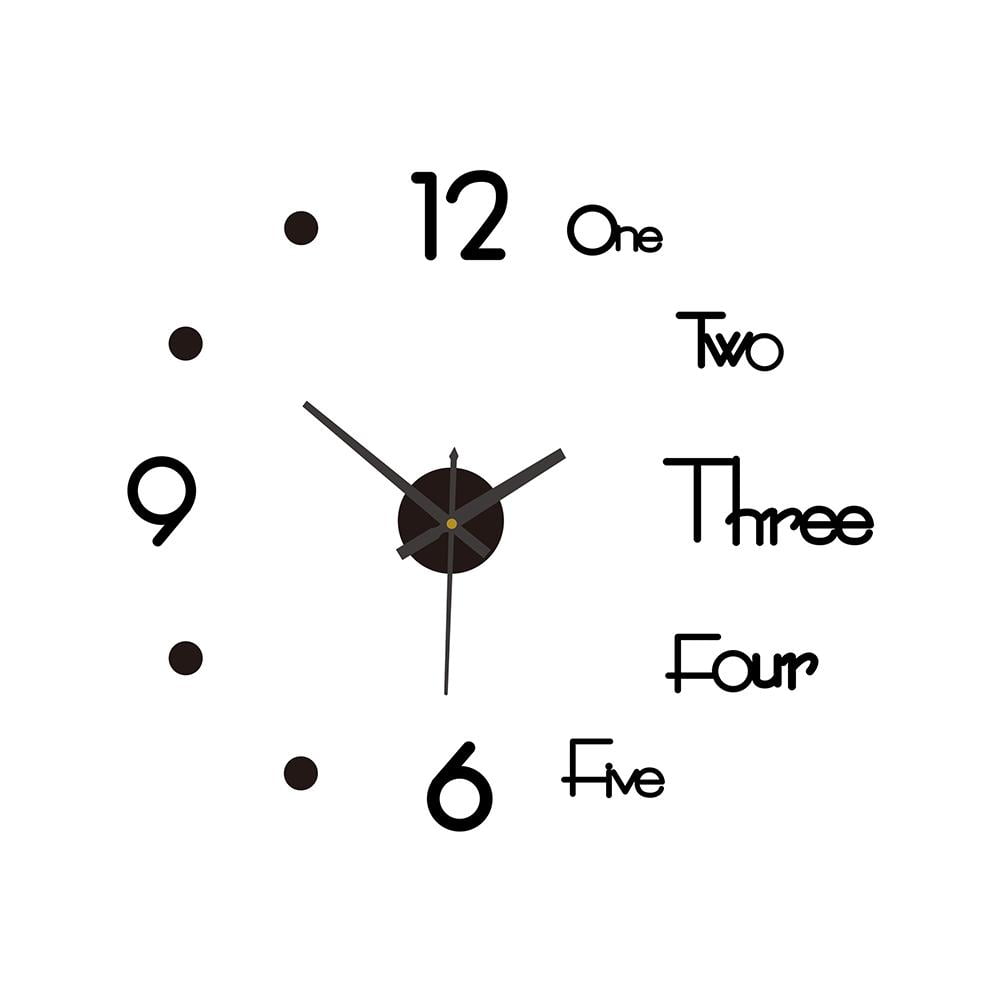3D Wall Decal Decorative Clock, 2024 Upgraded DIY Modern Punch Free ...