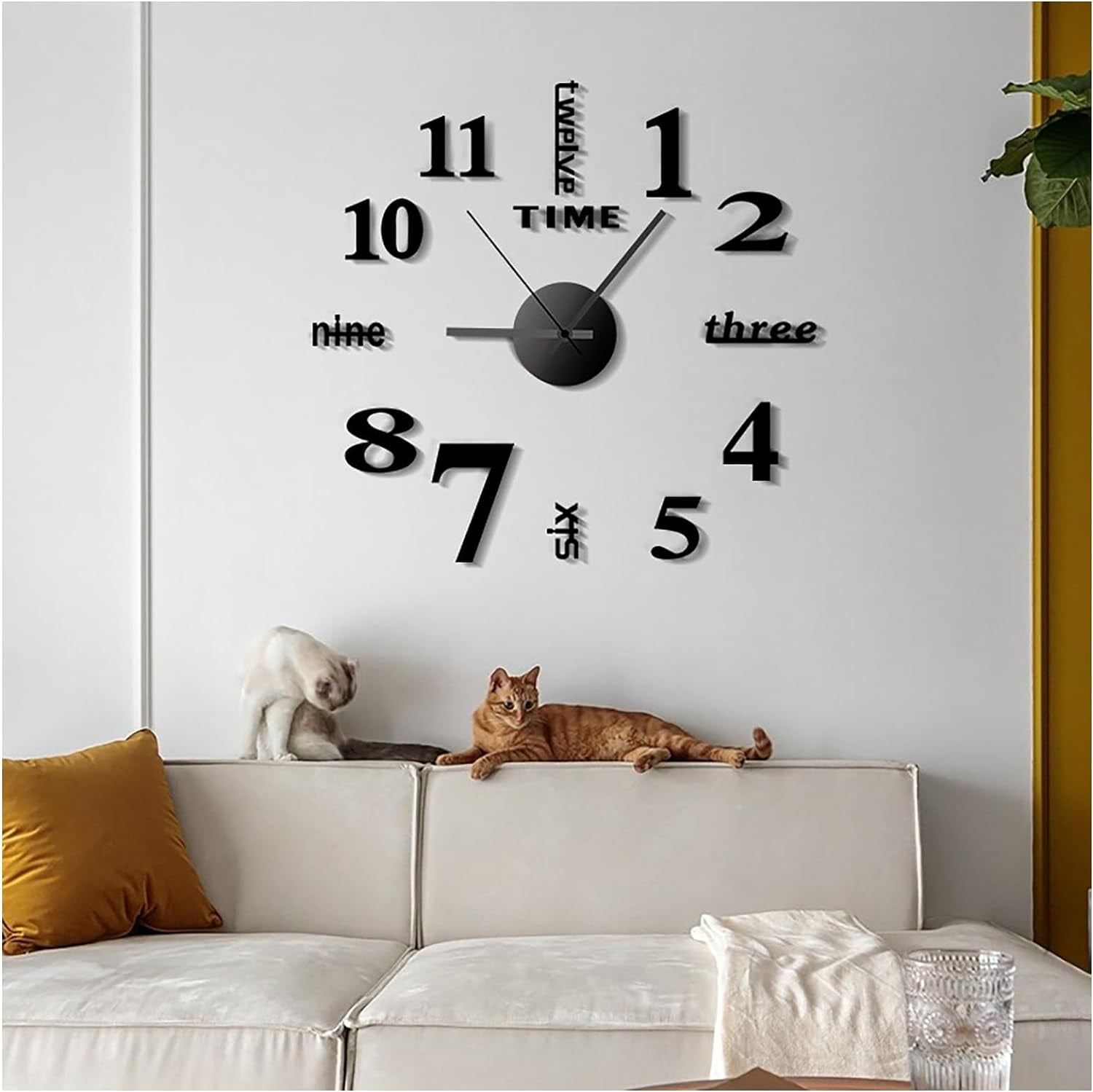 3D Wall Decal Decorative Clock,3D Dimensional Clock,3D Dimensional Wall ...