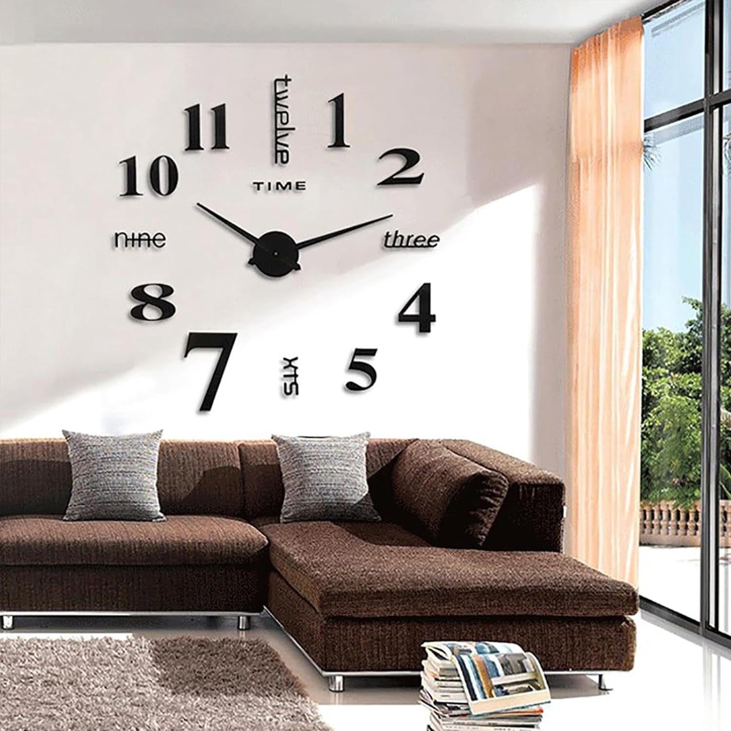 3D Wall Decal Decorative Clock, Frameless 3D DIY Wall Clock, 3D ...