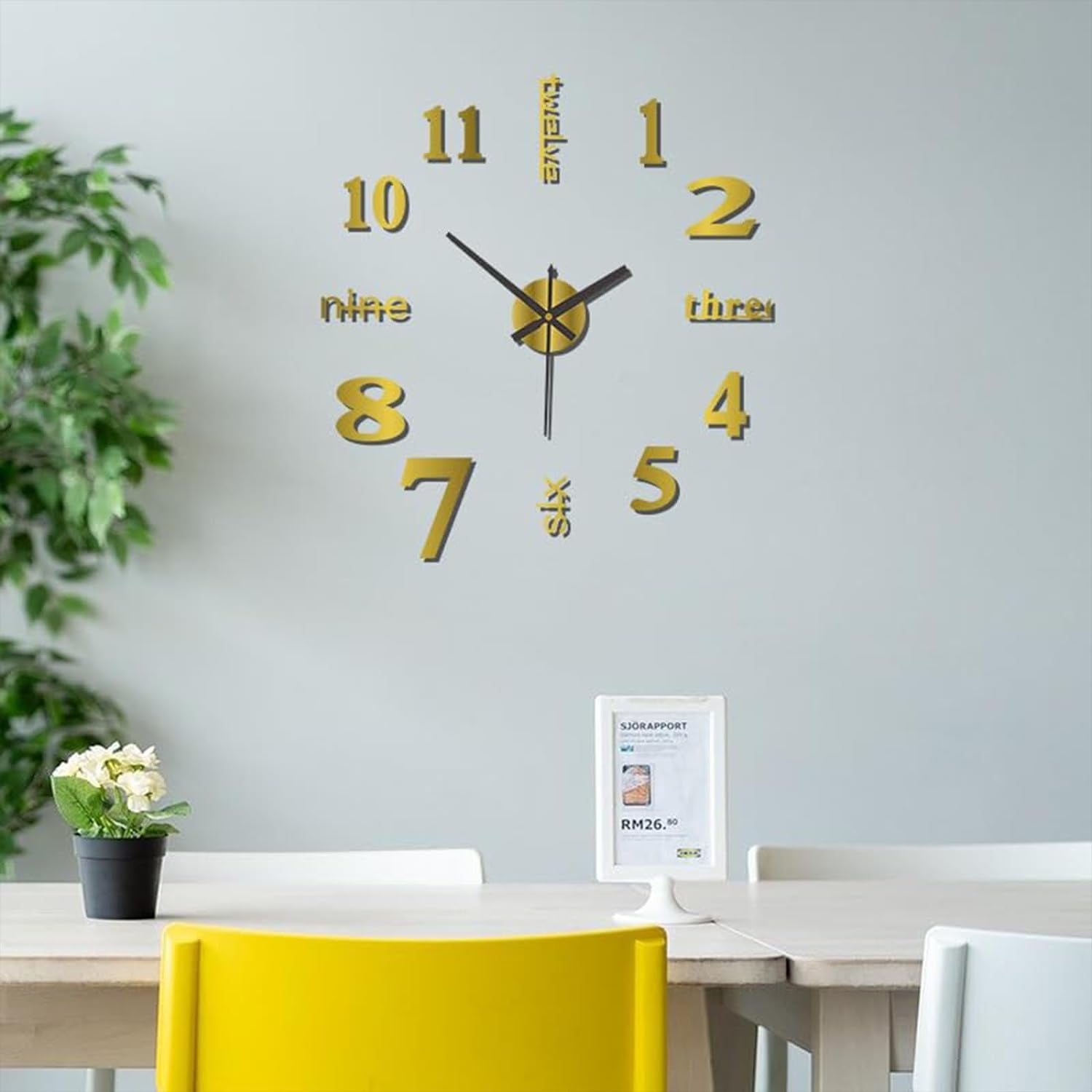 3D Wall Decal Decorative Clock, Frameless 3D DIY Wall Clock, 3D ...