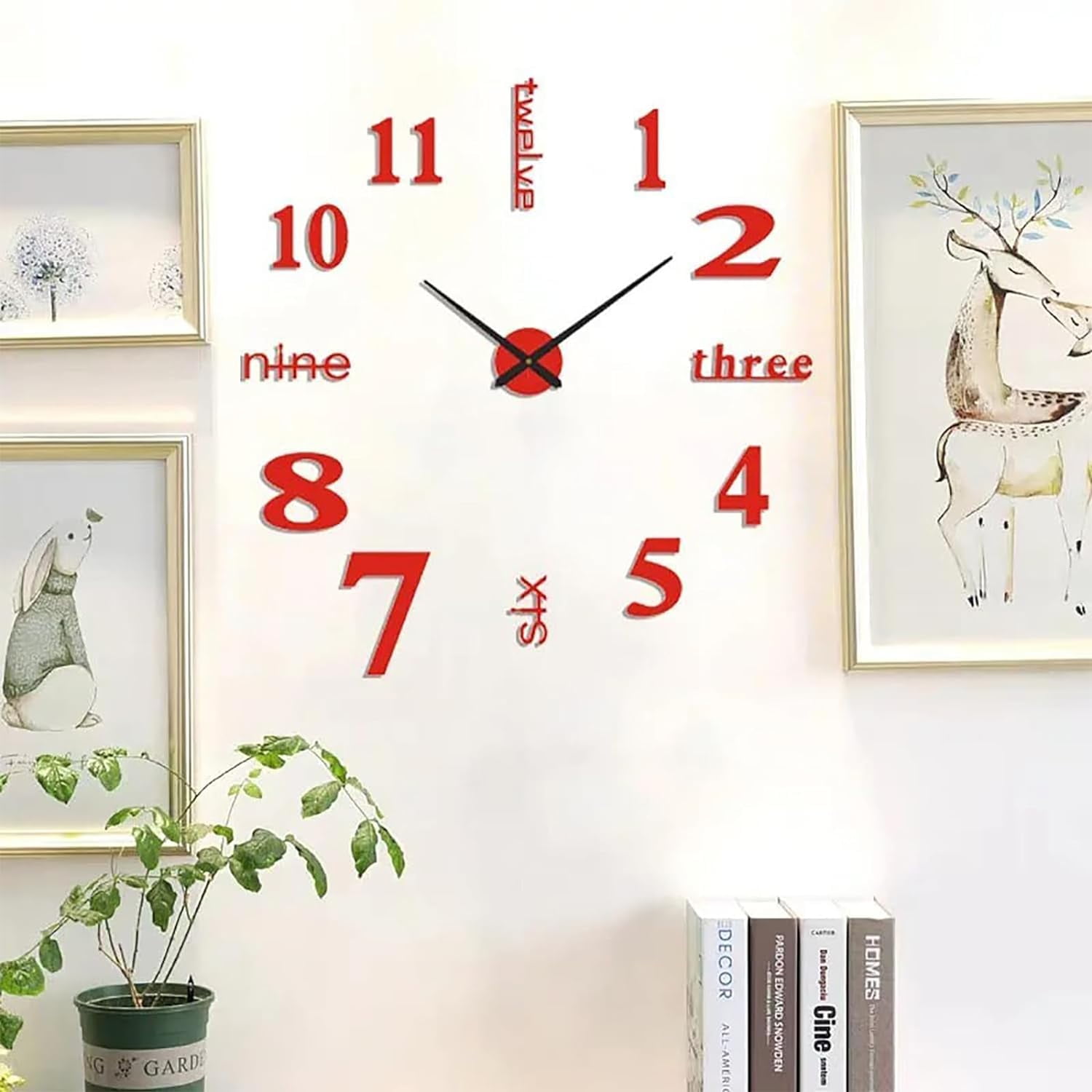 3D Wall Decal Decorative Clock, Frameless 3D DIY Wall Clock, 3D ...