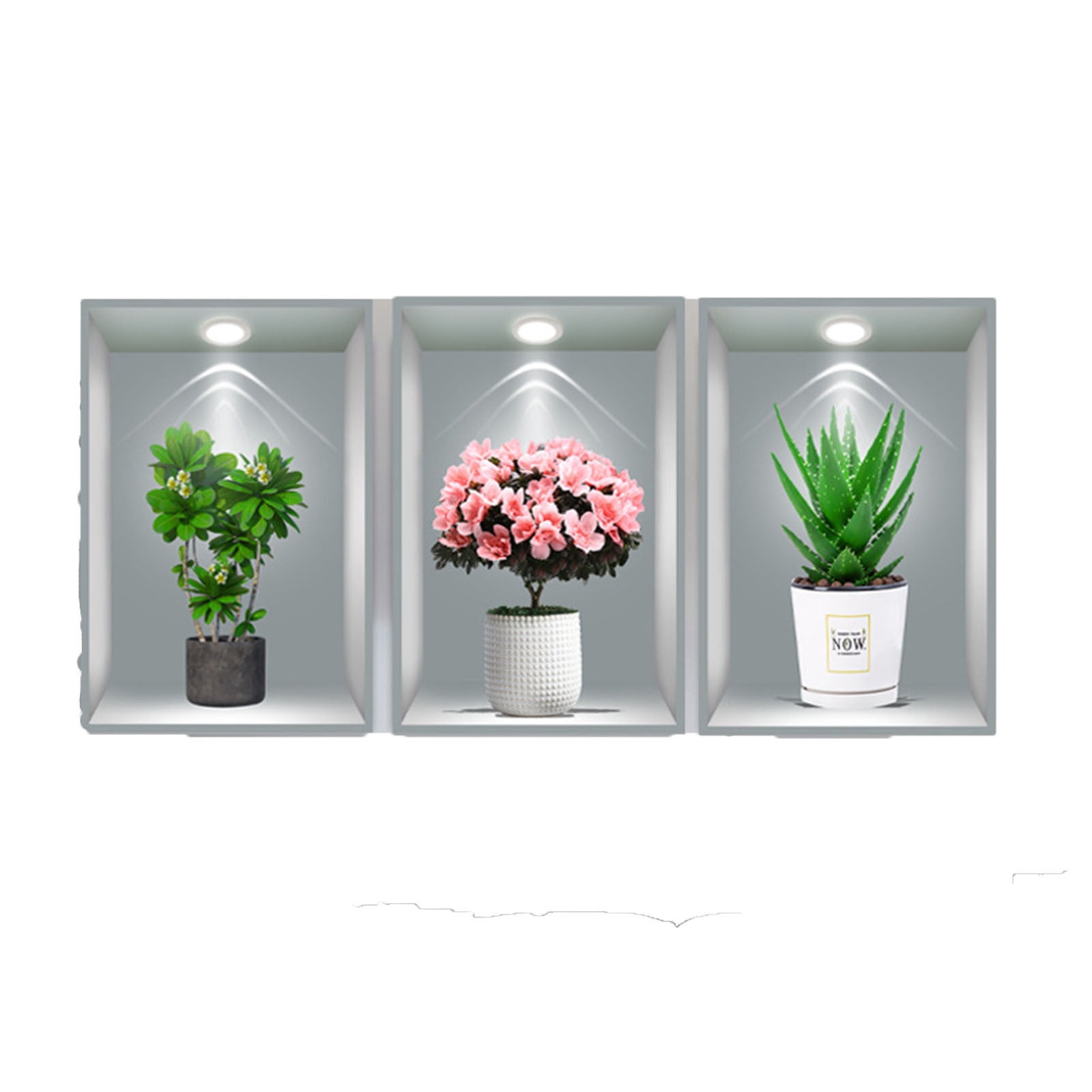 3D Wall Decal Set Of 3 Potted Plants And Flowers Effect Simulation ...