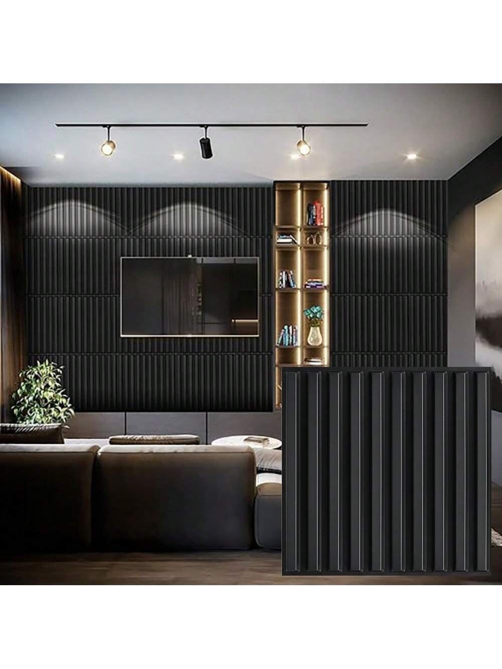 30cm Wall Panel 3D Decorative Decorative Interior Elements Matte Black ...