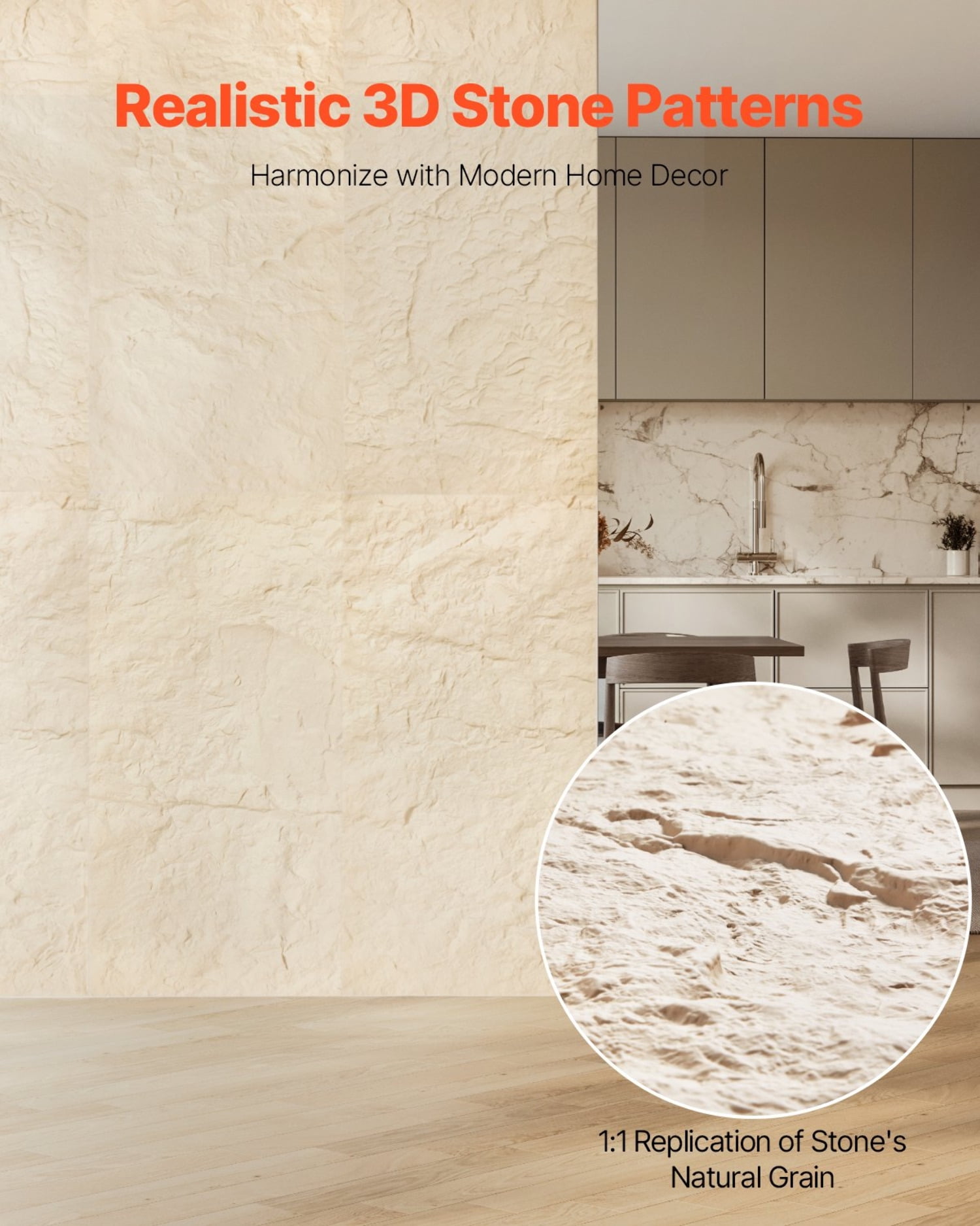 3D Wall Panels 4 Pack 48x24'' PU Stone Imitation 32 Sq.Ft Coverage ...
