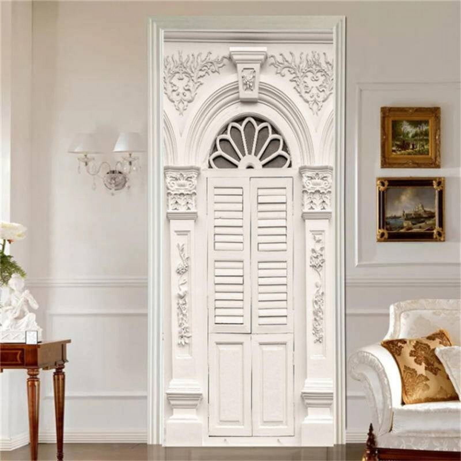 3D Wall Paper Door Sticker European Style Adhesive Wallpaper Corridor ...