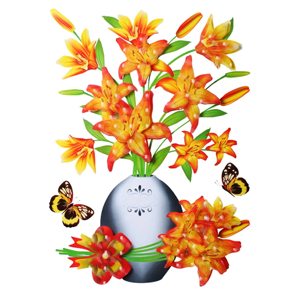 3D Wall Sticker Flower Wall Decal DIY Superposition Floral Stickers ...