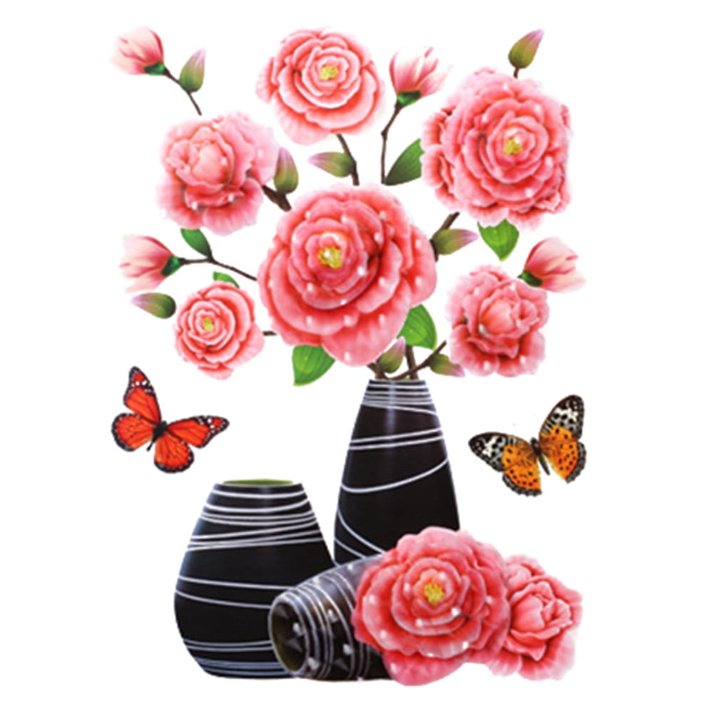 3D Wall Sticker Flower Wall Decal DIY Superposition Floral Stickers ...