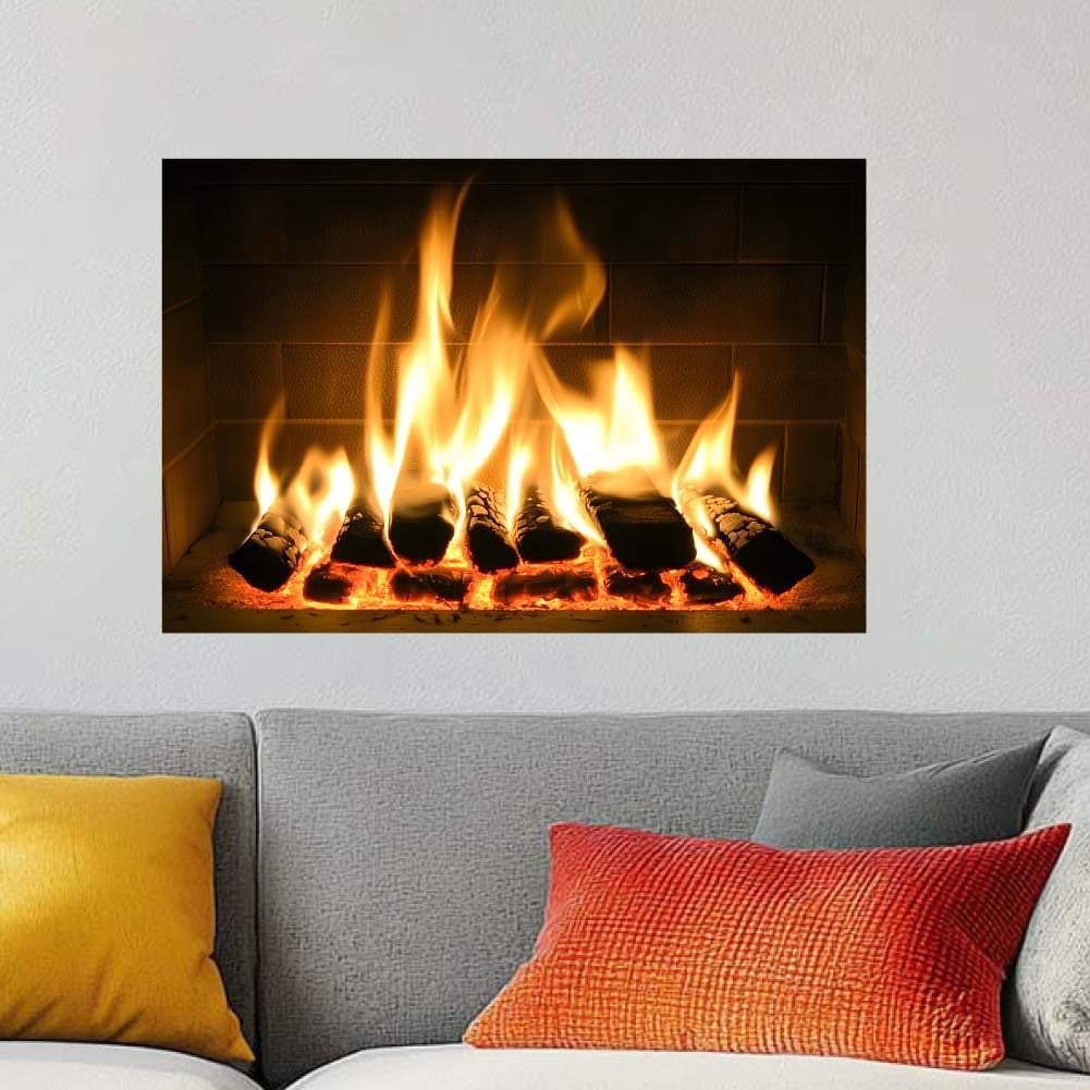 3D Wall Sticker Simulated Fireplace Bonfire Wall Decor 3D Bonfires ...