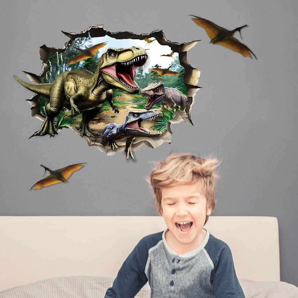 3D Wall Stickers Dinosaur Wall Decal Primeval DIY forest Dinosaurs ...