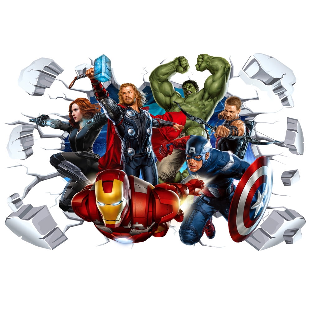 3D Wall Stickers Hulk Captain America Thor iron Man Marvel Avengers ...