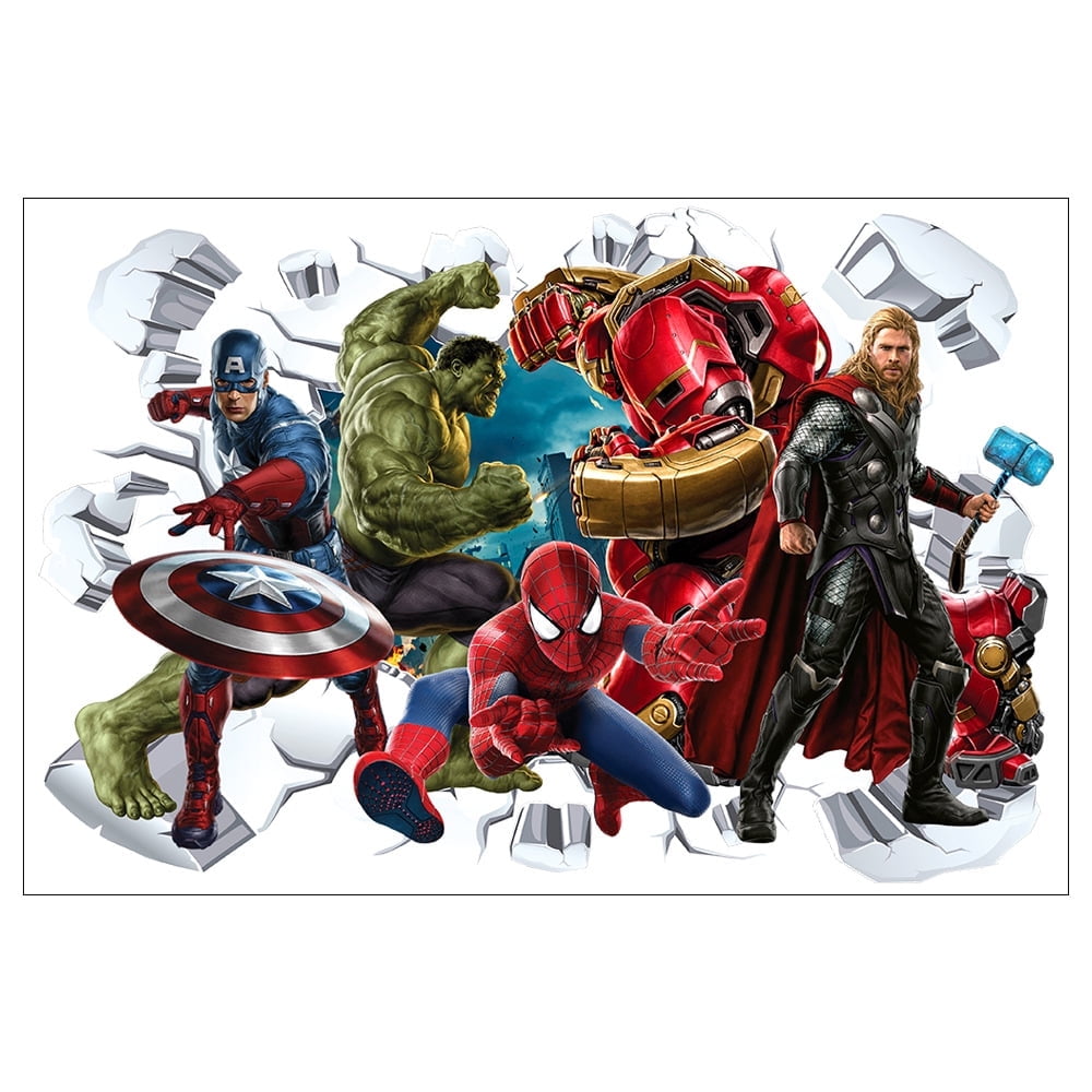 3D Wall Stickers Marvel Avengers iron Man Captain America Hulk Thor ...
