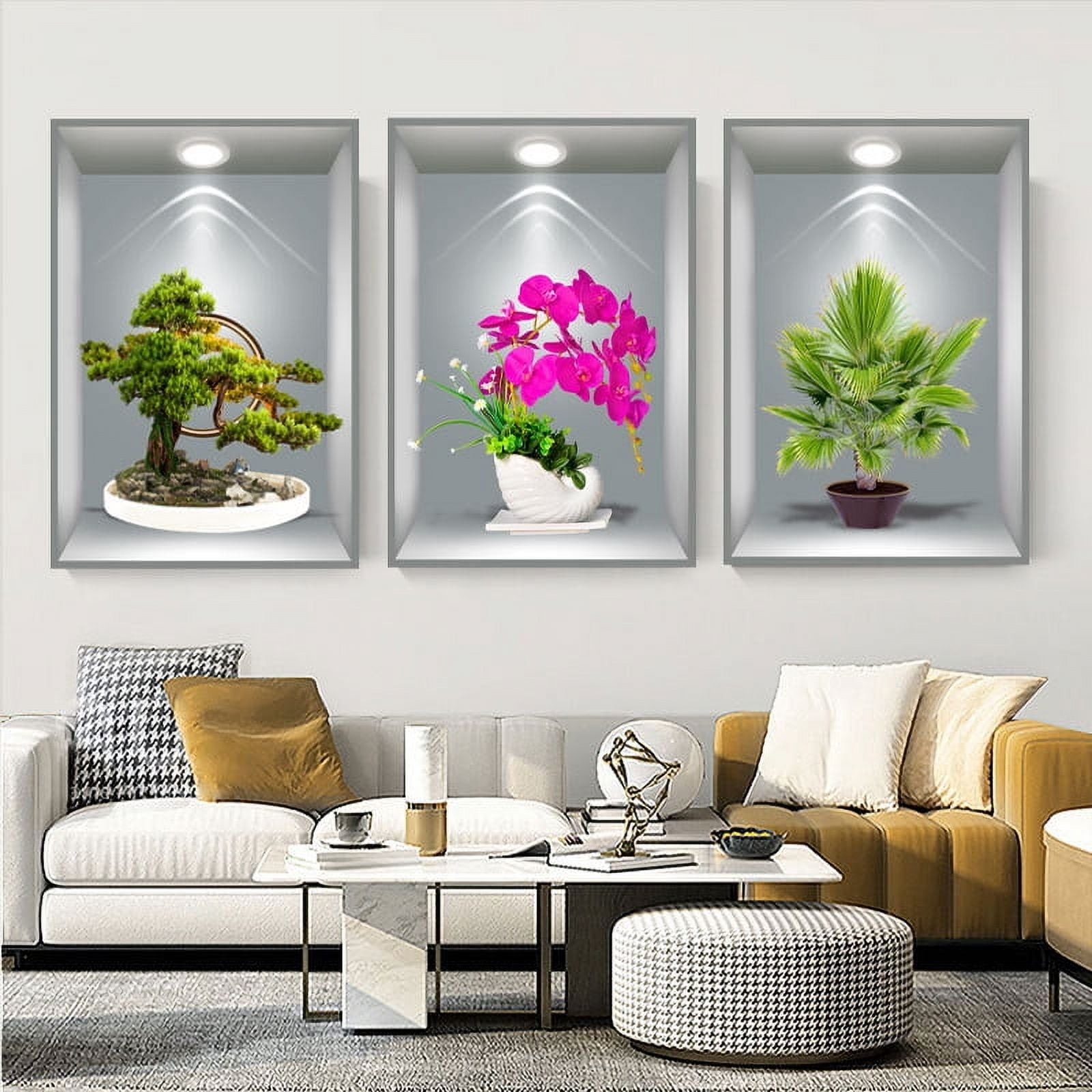 3D Wall Stickers, Peel and Stick Flower Wall Decals, Removable PVC Wall ...