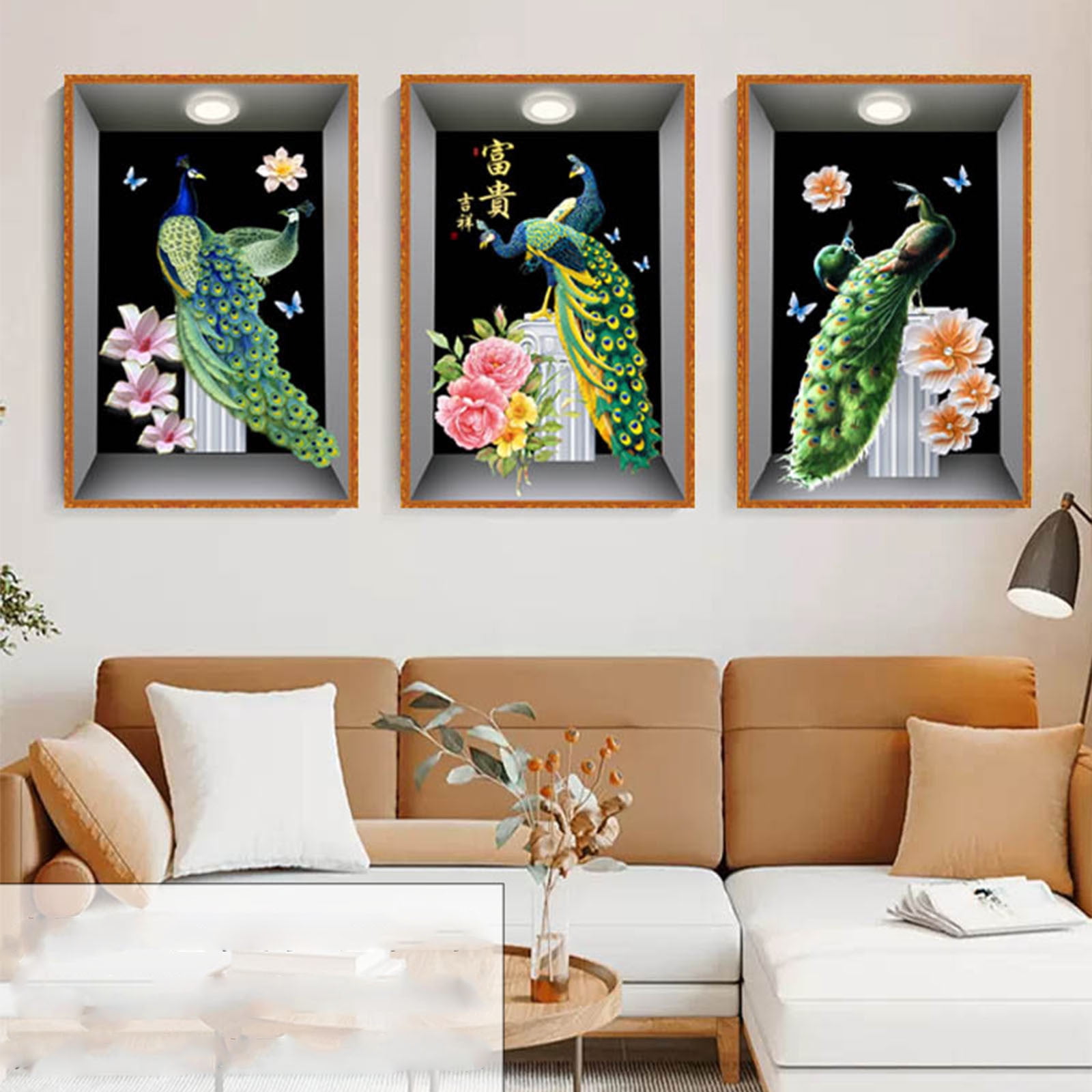 3D Wall Stickers, Peel and Stick Flower Wall Decals, Removable PVC Wall ...