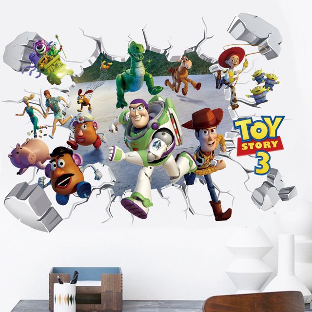 3D Wall Stickers Toy Story Cartoon Kids Toy Story Wall Decals Peel and ...