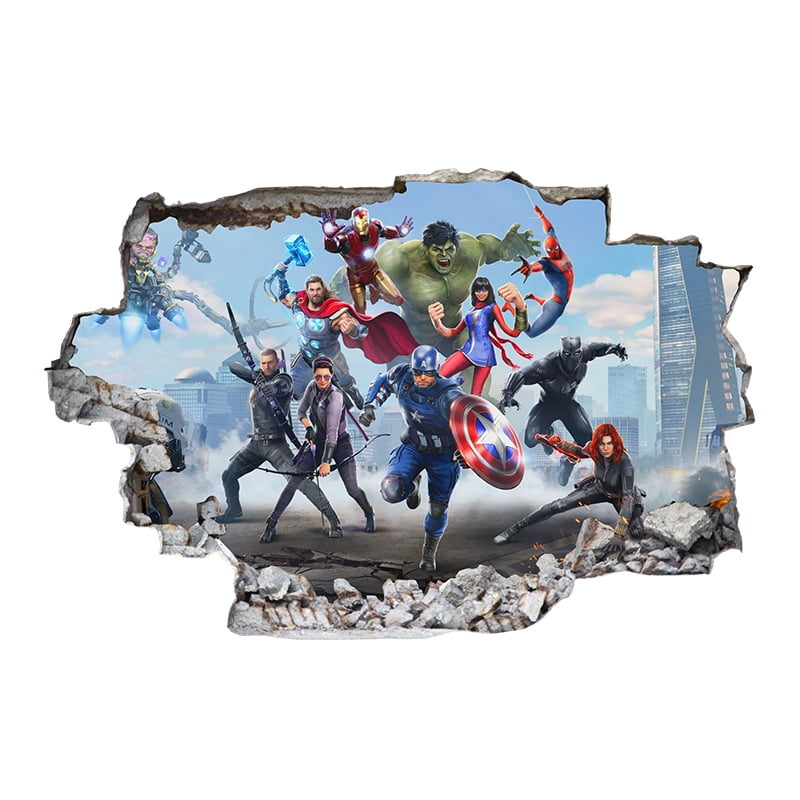 3D Wall Stickers iron Man Captain America Hulk Thor Marvel Avengers ...