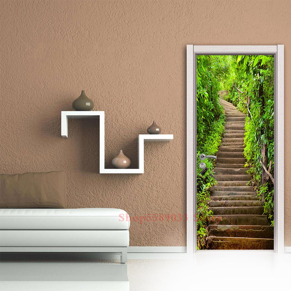 3D Wallpaper For Entrance Door Stickers Contact Wall Paper Self ...
