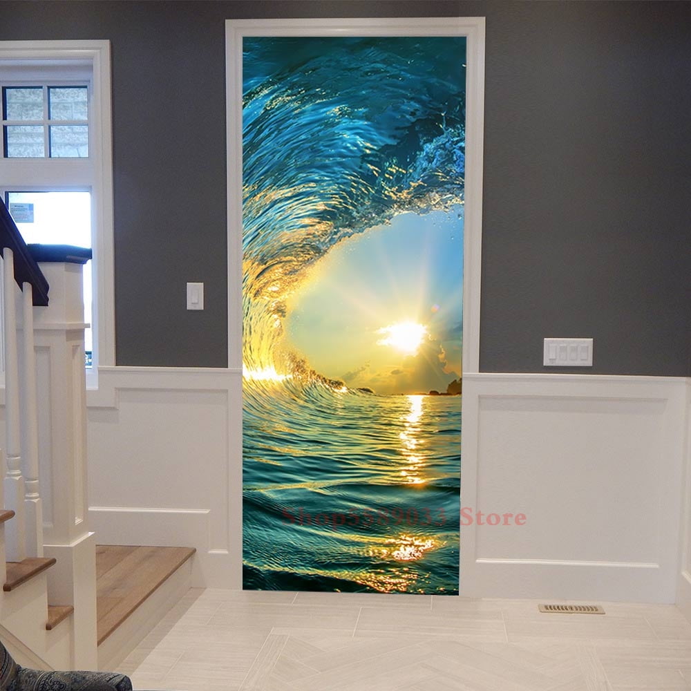 3D Wallpaper For Entrance Door Stickers Contact Wall Paper Self ...