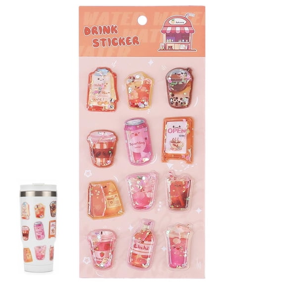 3D Water Seal Stickers for Hamburgers, Cute Embossed Design, Pink PVC ...