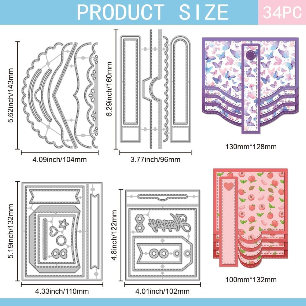 3D Waterfall Card Cutting Dies for Card Making Bookmark Metal Die Cuts ...