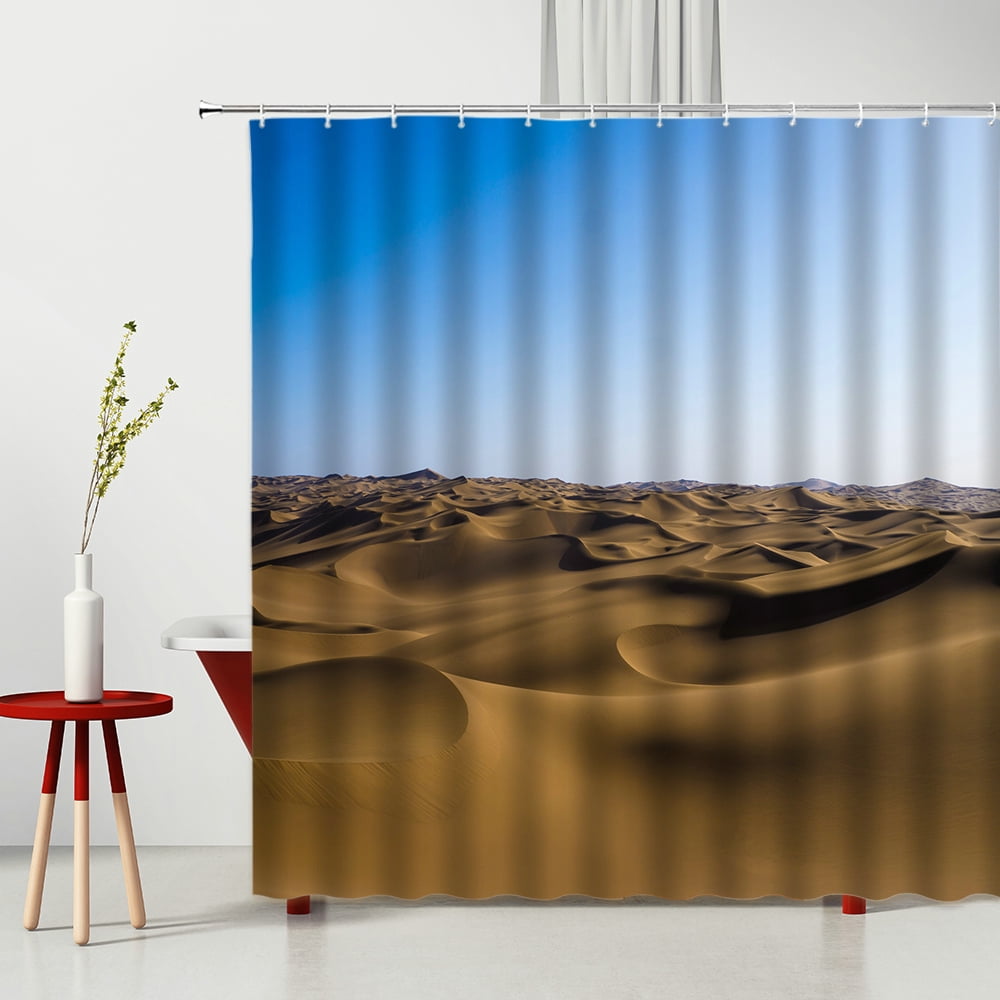 3D Waterfall Shower Curtain Natural Scenery Tree Bridge Wooden Pile ...