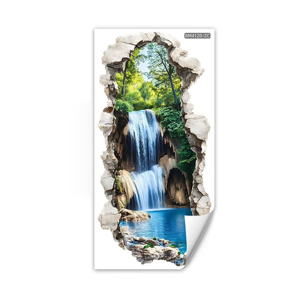 3D Waterfalls and Forests Wall Stickers,Mountain Water Natural ...