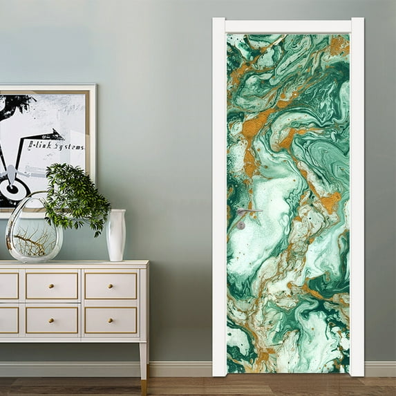 3D Waterproof Abstract Ink Painting Sea Ripples Door Stickers Bedroom ...