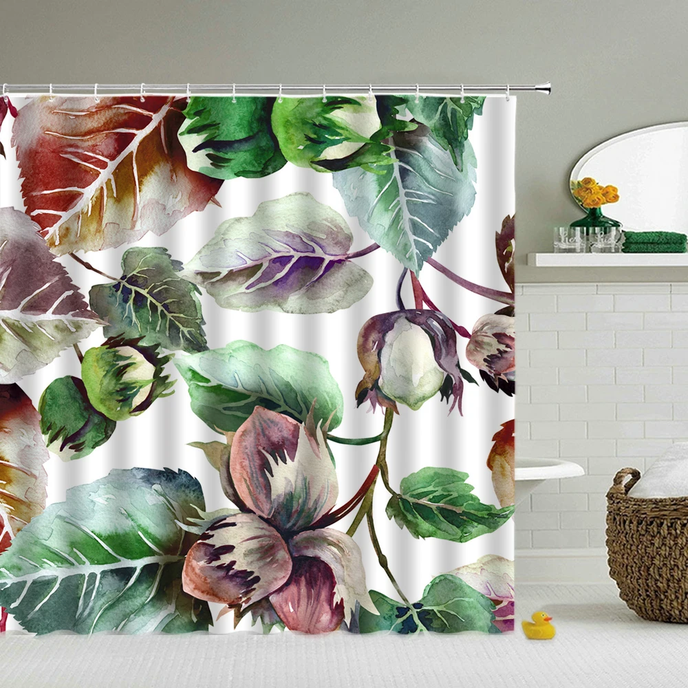 3D Waterproof Fabric Shower Curtains Flowers Pattern Printing Bath ...