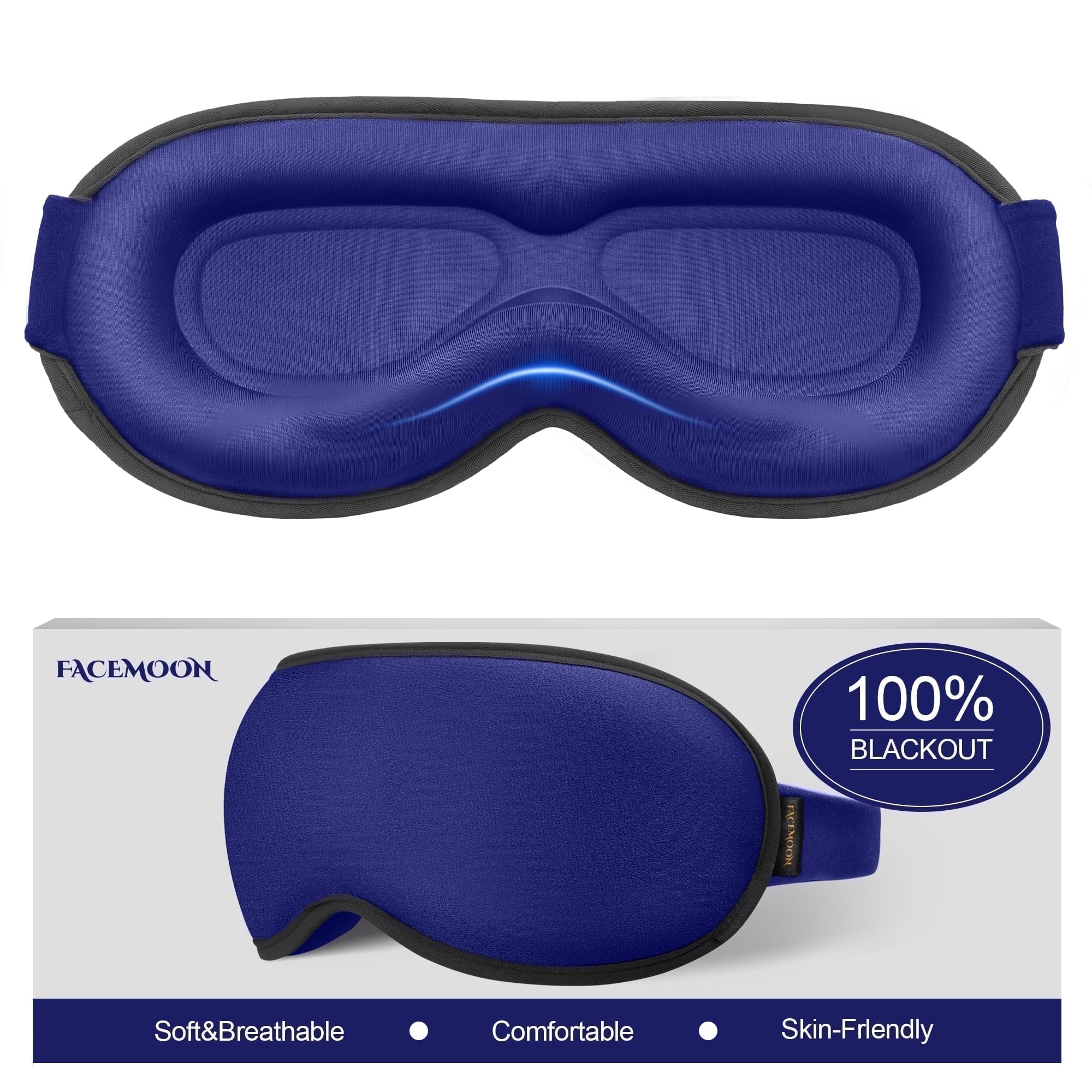 FACEMOON 3D Weighted Sleep Mask, 100% Blackout Eye Cover, Travel ...